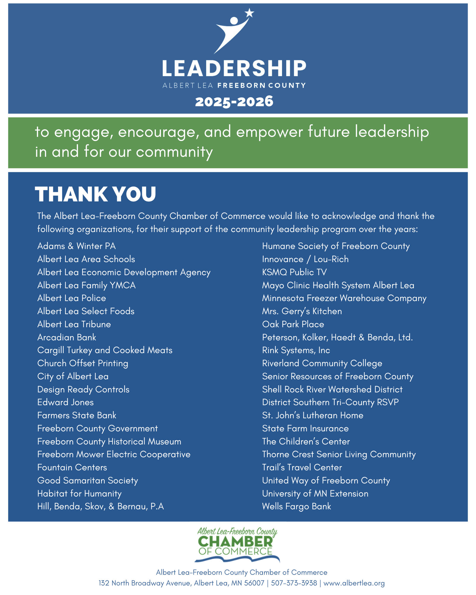 Leadership Program - Albert Lea-Freeborn County Chamber of Commerce